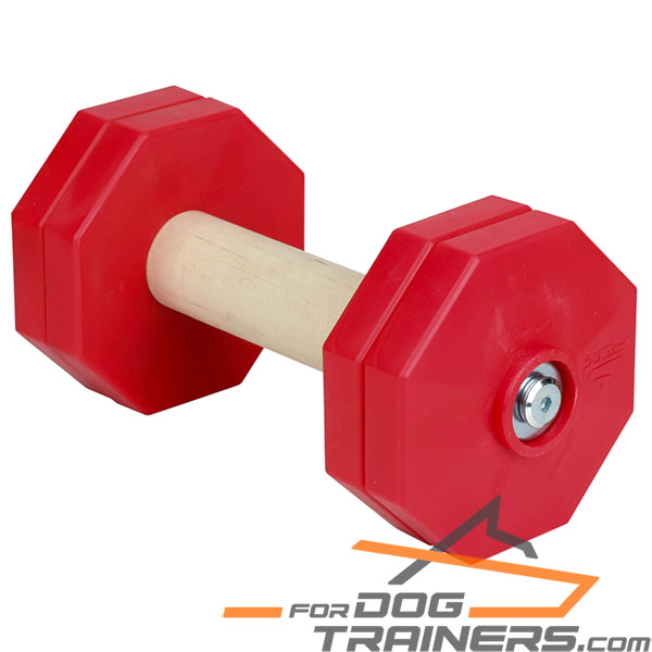 'Body Builder' Wooden Dog Training Dumbbell with Red Plastic Weight ...
